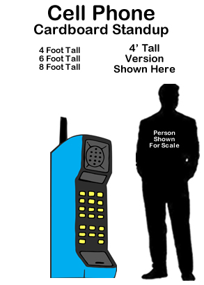 80s Cell Phone Cardboard Cutout Standup Prop - Dino Rentos Studios, INC.