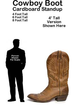 Cowboy Boot Cardboard Cutout Standup Prop - Dino Rentos Studios, INC.