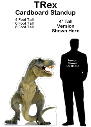 TRex Cardboard Cutout Standup Prop - Dino Rentos Studios, INC.